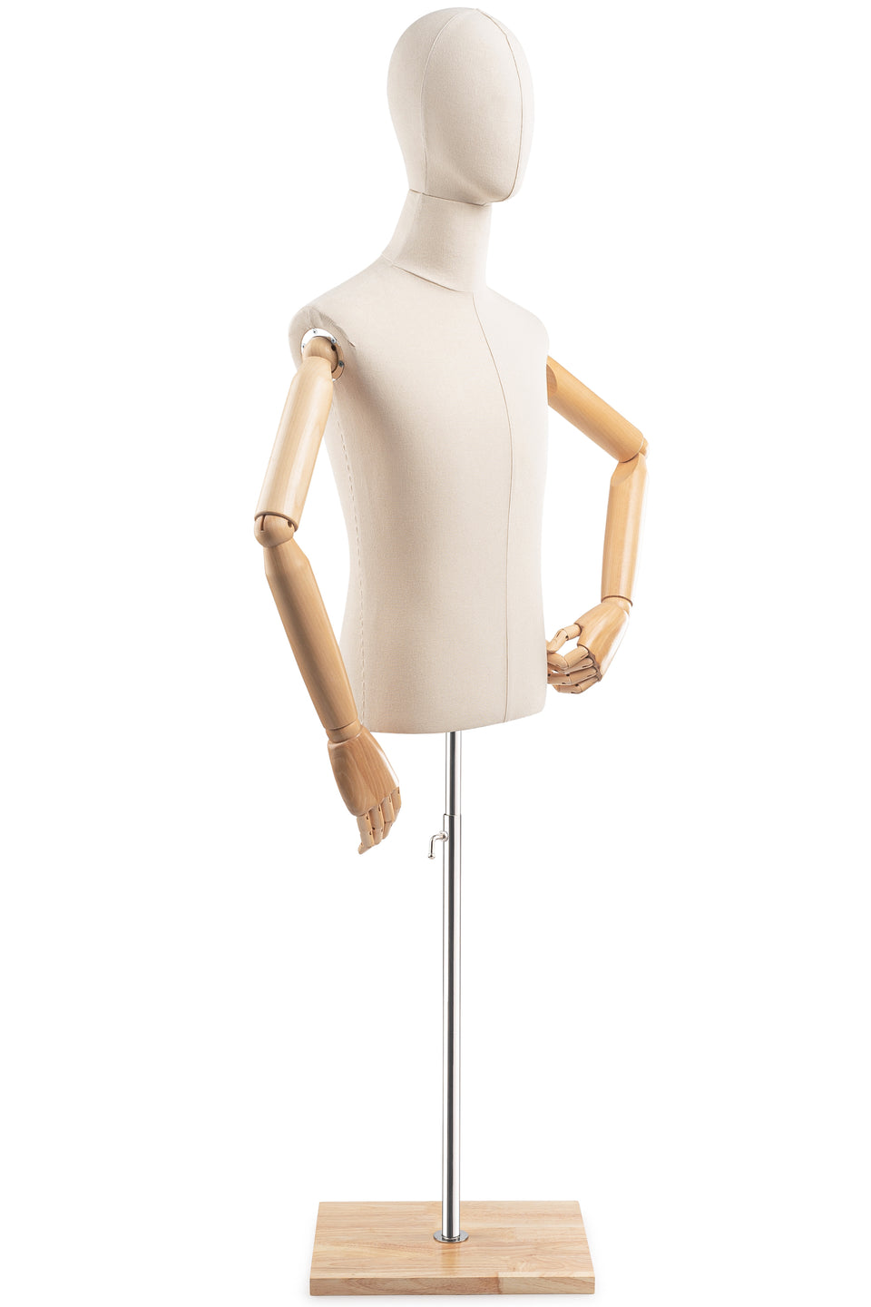 Male Display Dress Form on Wood Flat Base (Head & Arms Version) – The ...