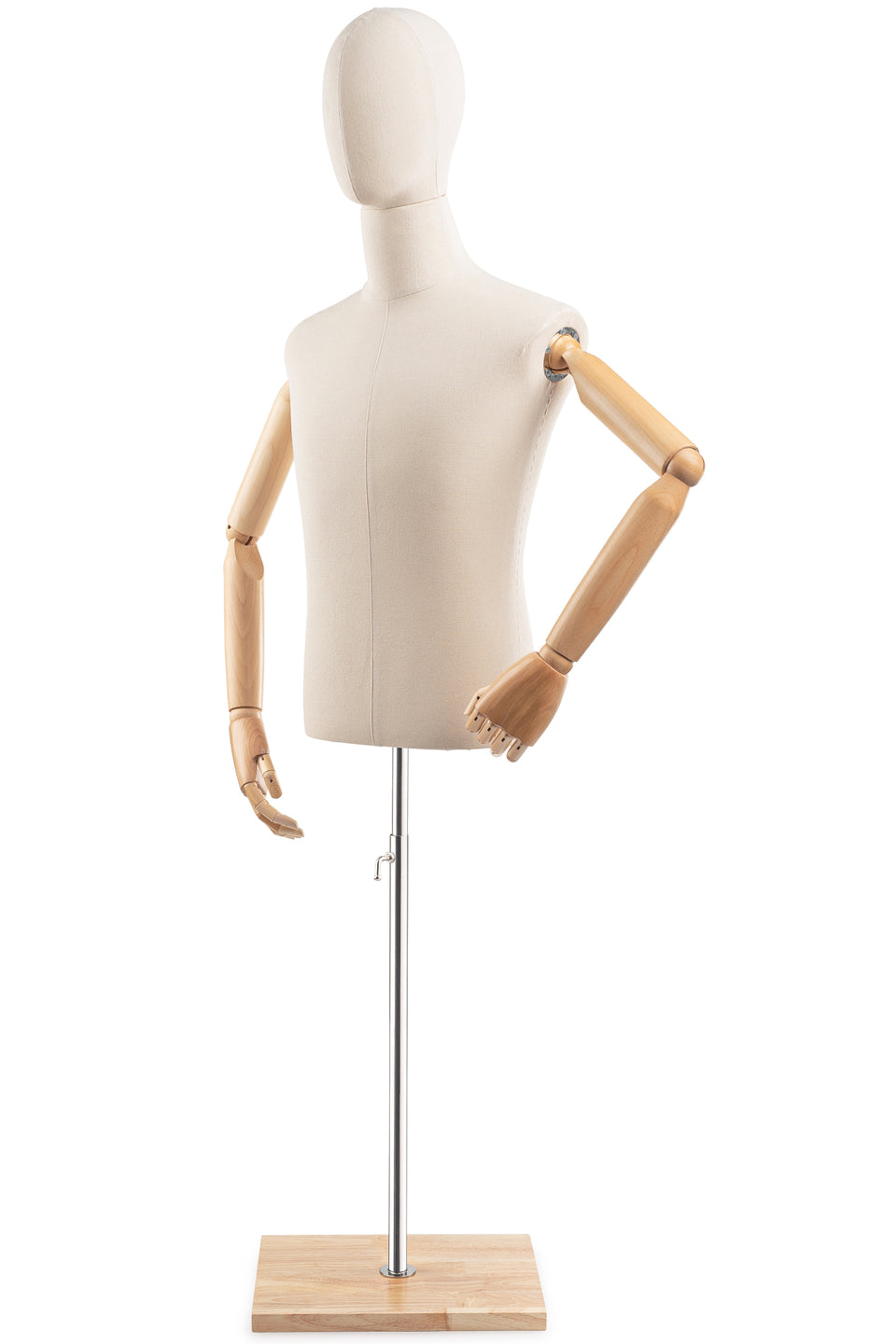 Male Display Dress Form on Wood Flat Base (Head & Arms Version) – The ...